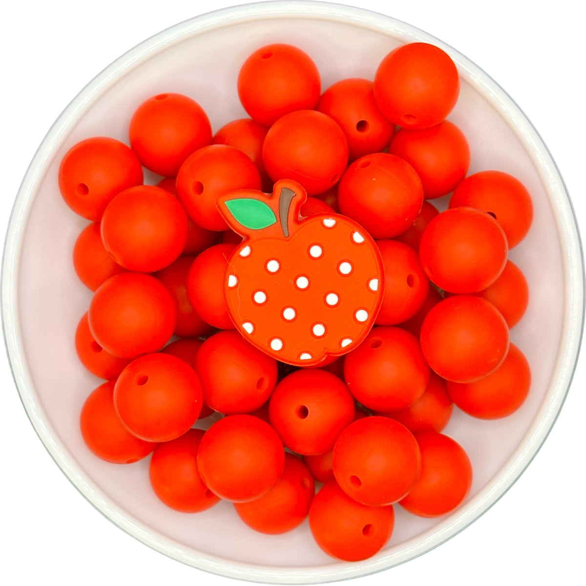 RED Polka-Dot Apple Silicone Buddy EXCLUSIVE – Platinum Moose Beads and ...