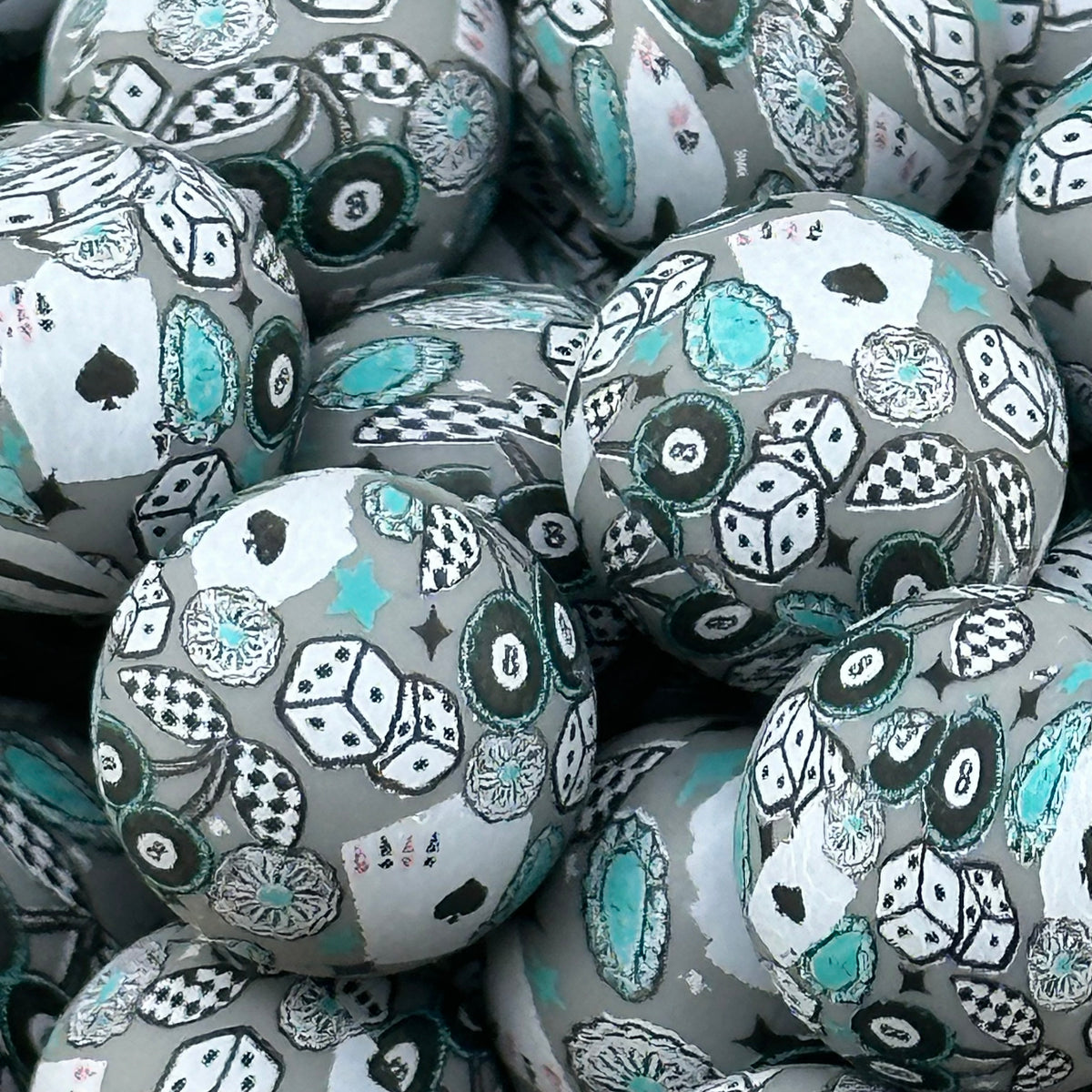 15-167 Magic 8 Ball Cherries (Gray) 15mm Silicone Bead – Platinum Moose ...
