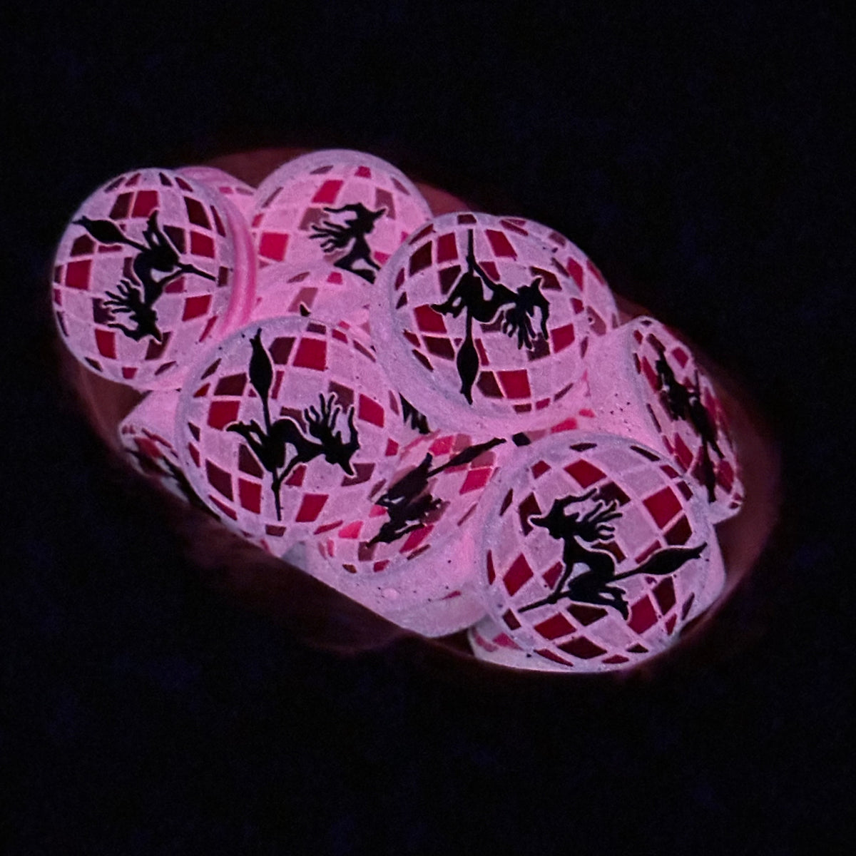 S-1086 Pink Disco Witch On A Broom (Glow In The Dark) Silicone Focal E ...