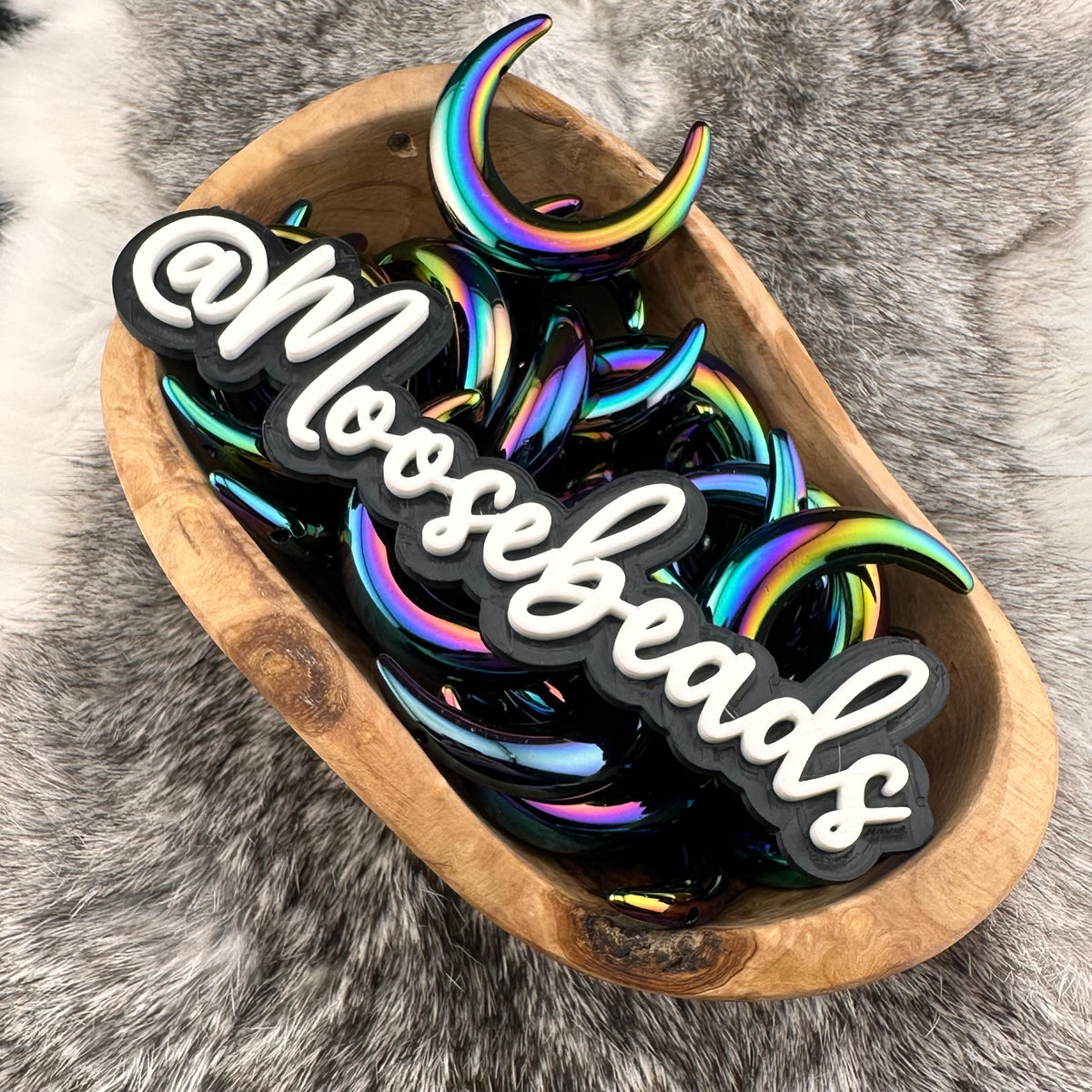 Black Opal Acrylic Crescent Moon Bead – Platinum Moose Beads and Supplies