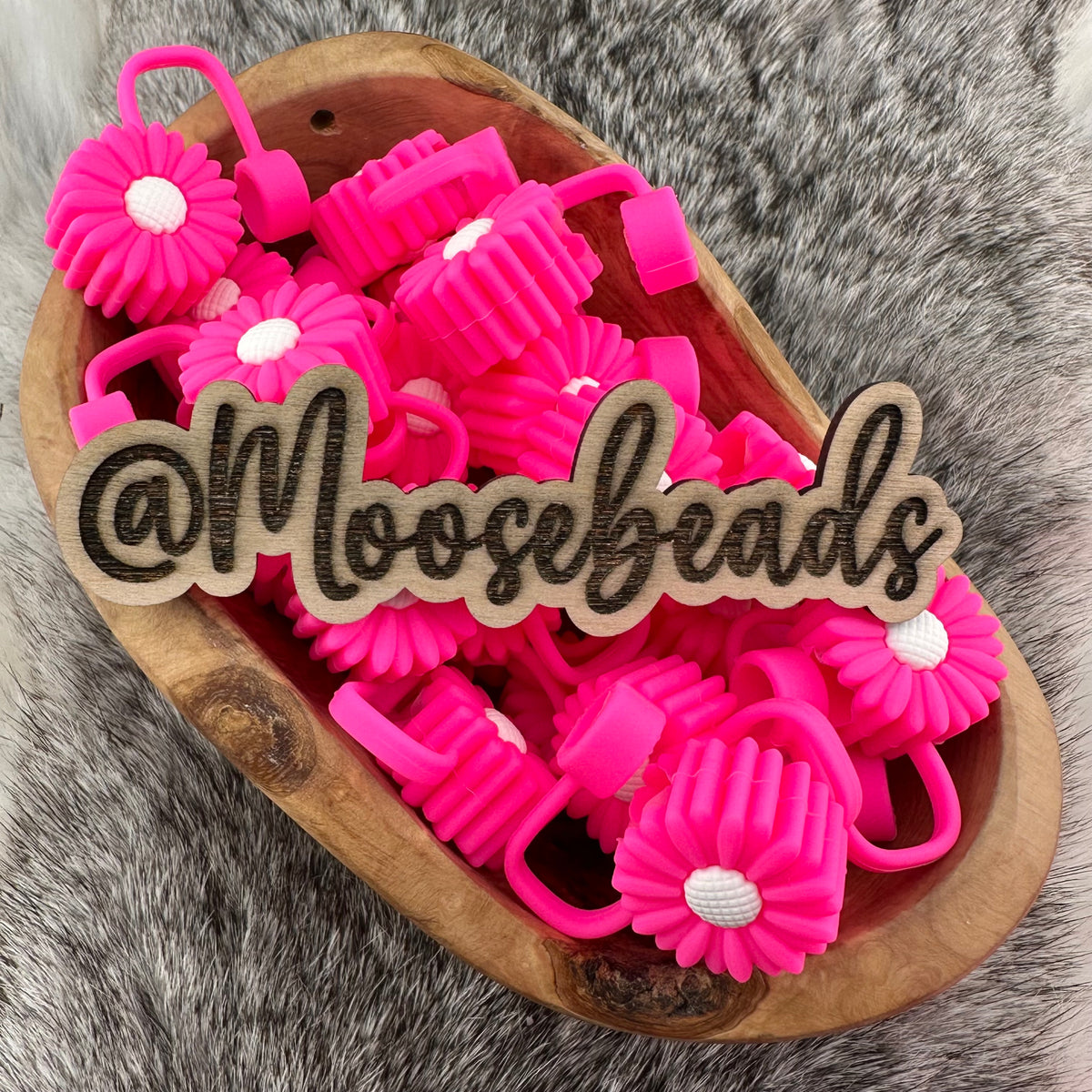 BST-65 Hot Pink Daisy SILICONE Bow Straw Topper EXCLUSIVE – Platinum ...