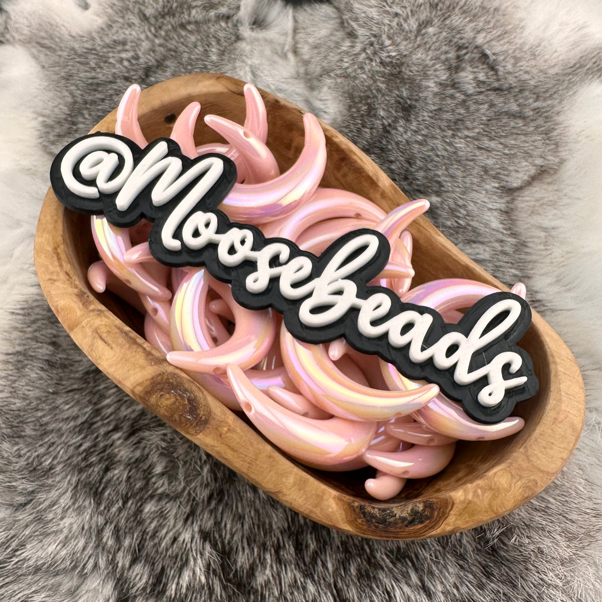 Pink Opal Acrylic Crescent Moon Bead – Platinum Moose Beads and Supplies