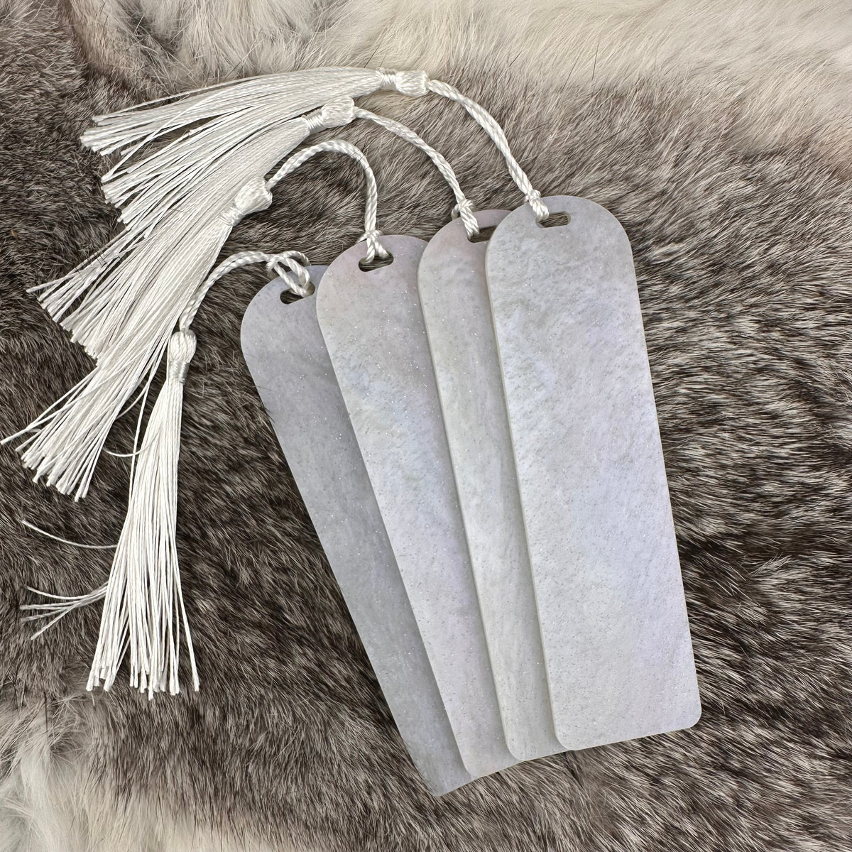 Glitter and Pearlescent White Acrylic Beadable Bookmark w/ Tassel ...