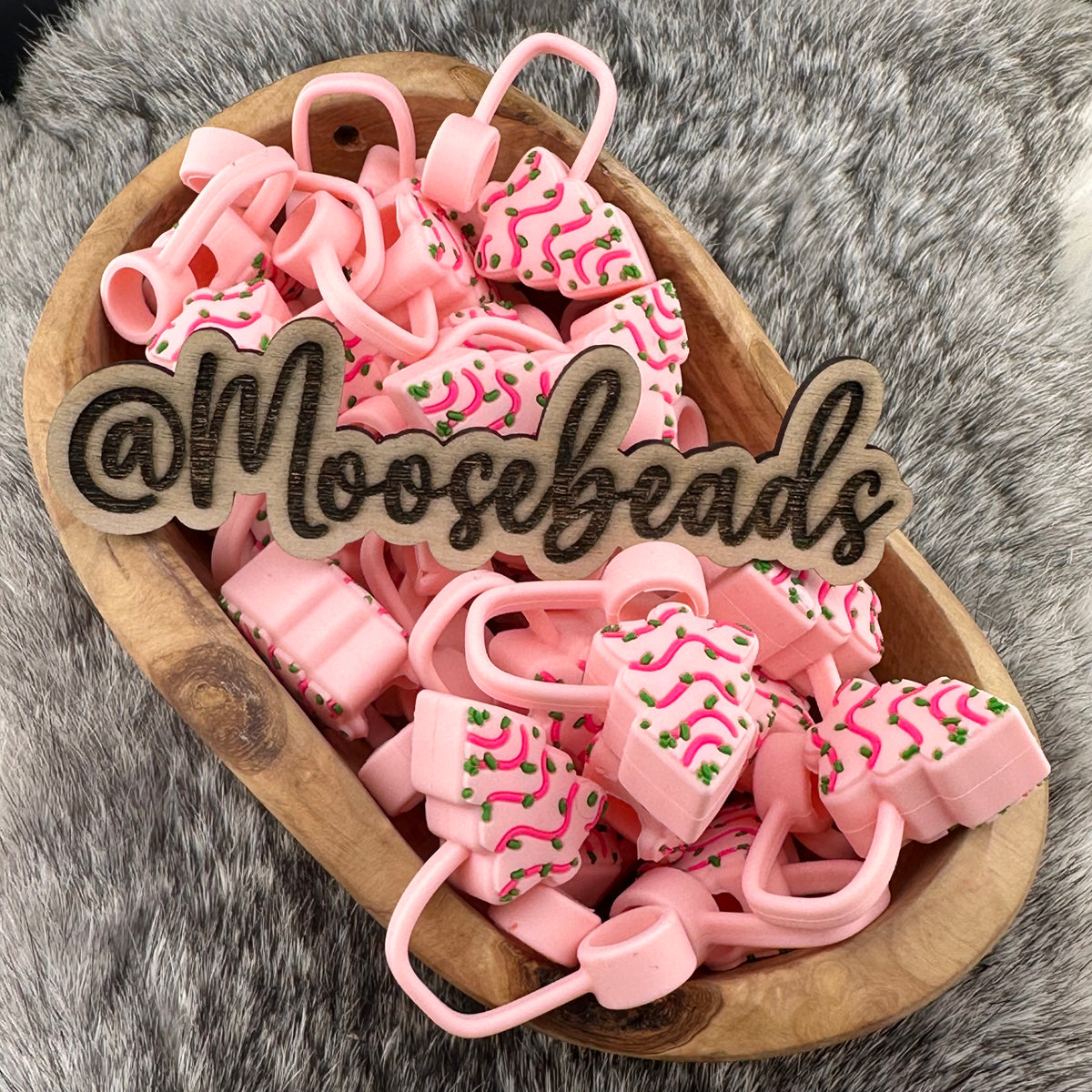 BST-17 PINK 3D Christmas Tree Cake SILICONE Straw Topper EXCLUSIVE ...