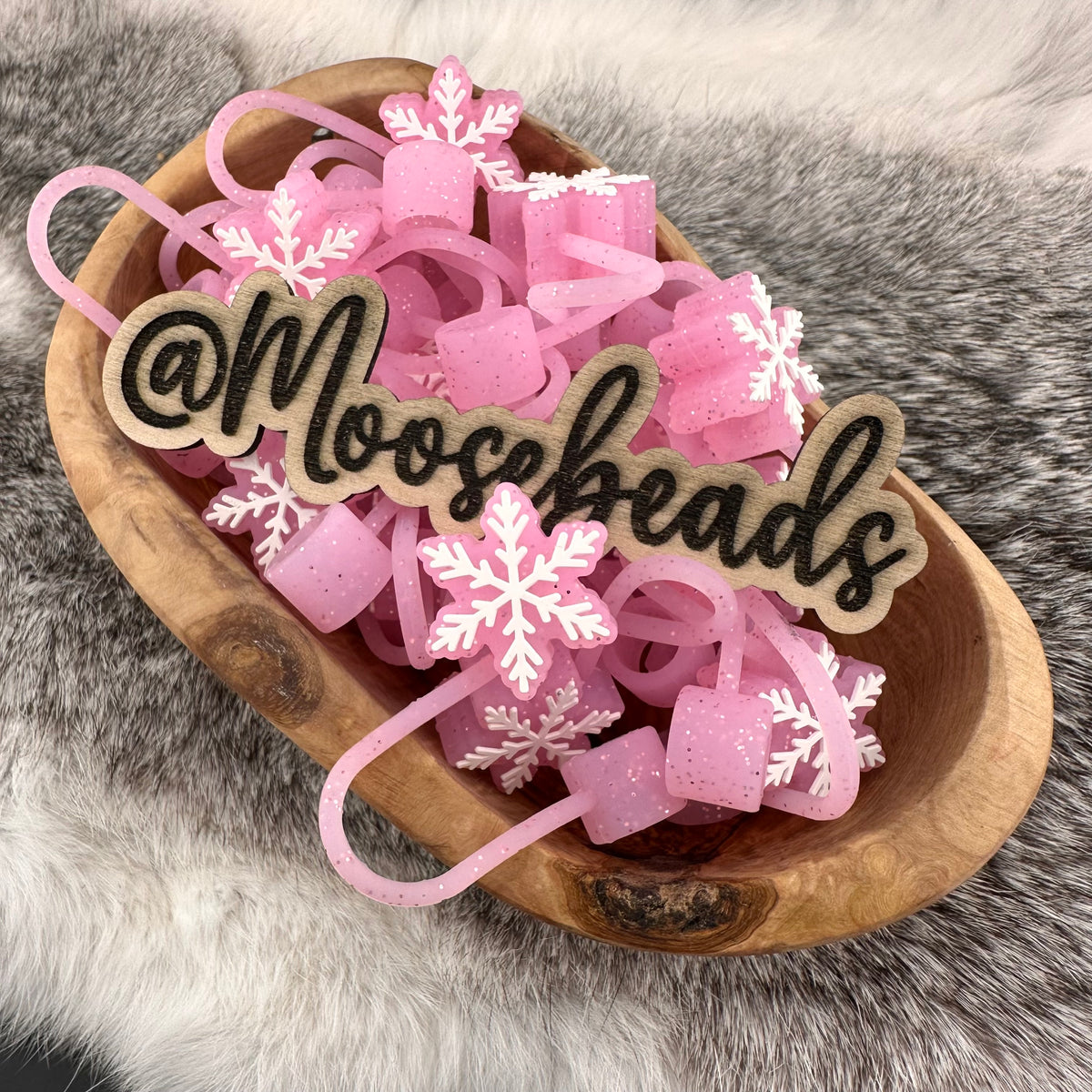 Pink Glitter Snowflake SILICONE Straw Topper EXCLUSIVE – Platinum Moose ...