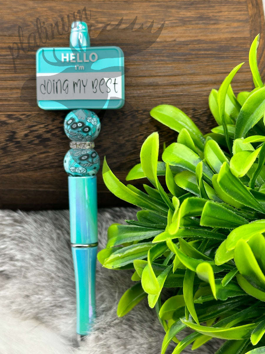 S-437 HELLO I'm "Doing My Best" Name Tag Silicone Focal EXCLUSIVE 2 Pa ...