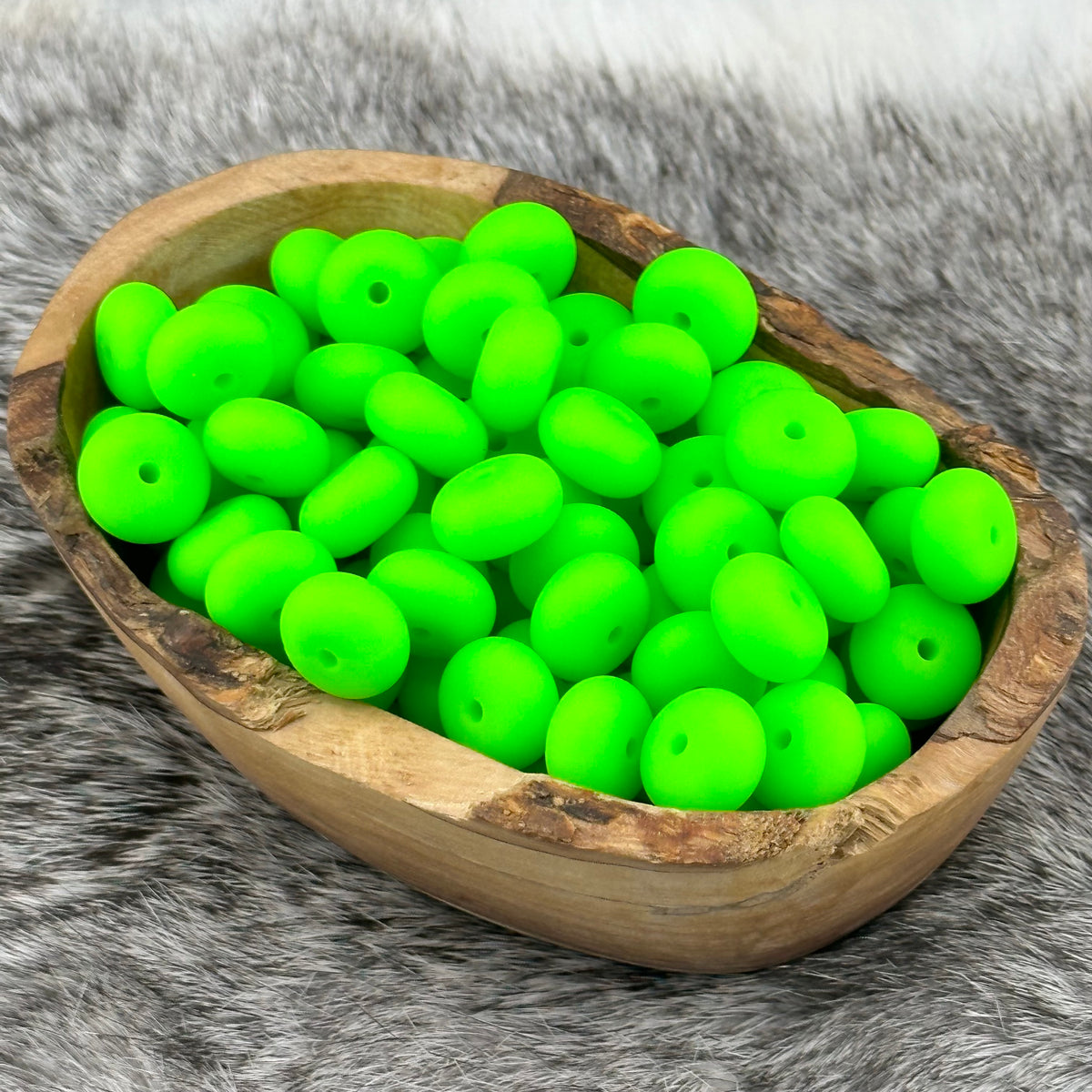Neon Green Round Abacus Silicone 14mm – Platinum Moose Beads and Supplies