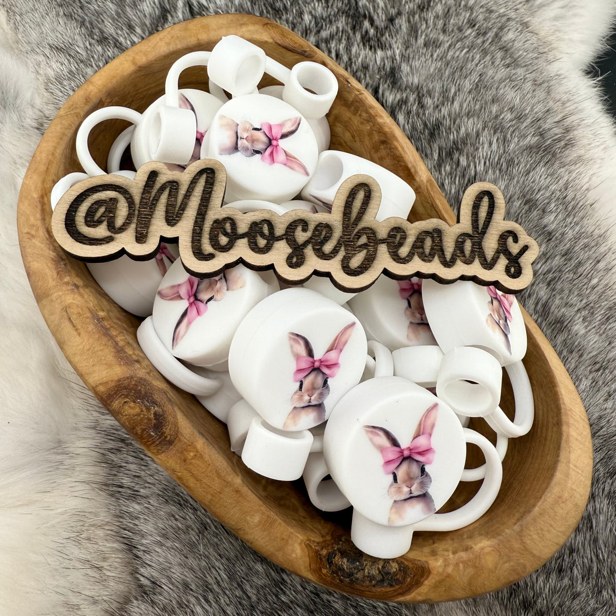 BST-59 Coquette Bunny Printed SILICONE Straw Topper EXCLUSIVE ...