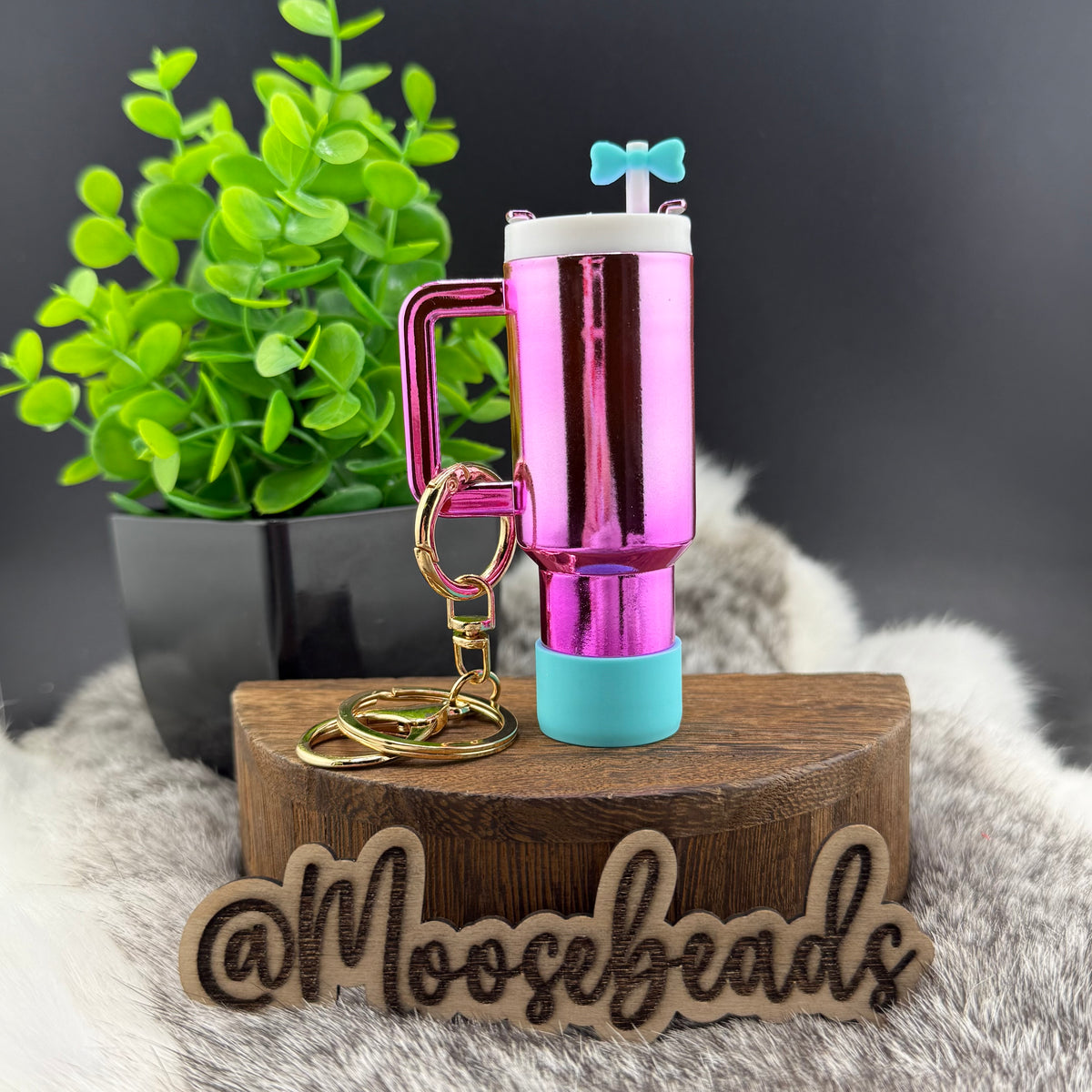 Pink Ombre Mini Tumbler Keychain – Platinum Moose Beads and Supplies
