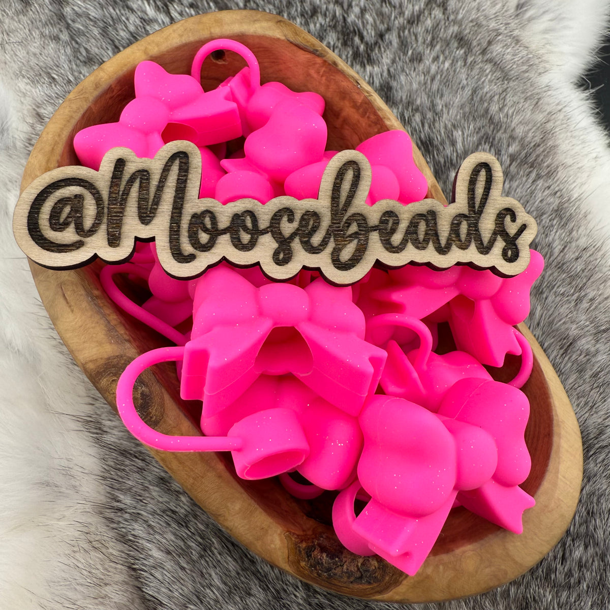 BST-90 Hot Pink w/ Glitter 12mm SILICONE Bow Straw Topper EXCLUSIVE ...