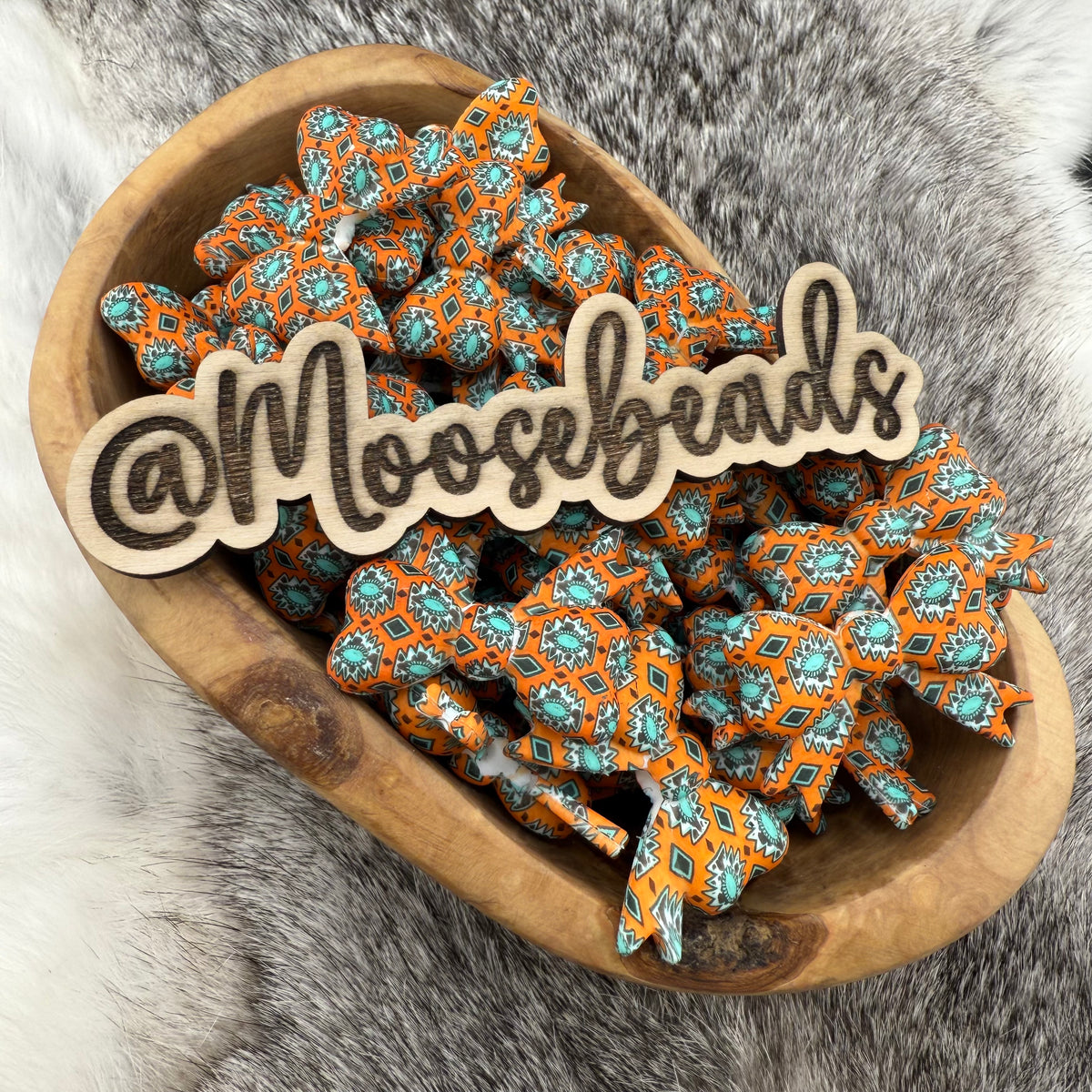 Turquoise & Orange Aztec Print Bow w/ Tails Silicone Buddy EXCLUSIVE ...