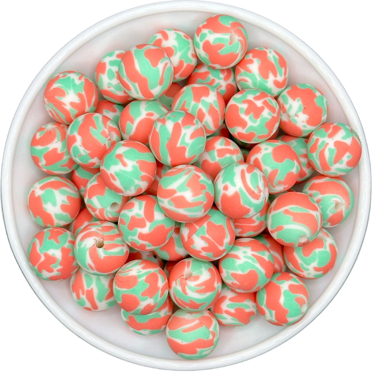 15-58 CORAL & MINT Cowhide 15mm Silicone Bead EXCLUSIVE – Platinum ...