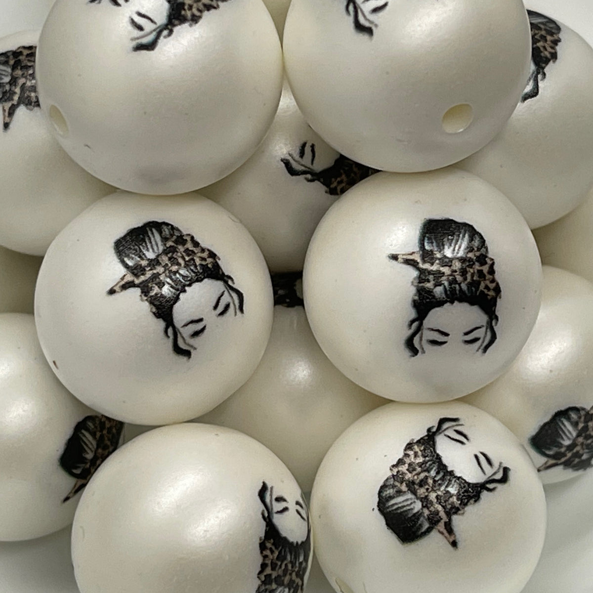 Messy Bun Printed Bead PMBB Exclusive – Platinum Moose Beads and Supplies